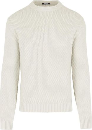 Bomboogie Homme, Pulls, Blanc, Taille: XL Pull ras du cou en maille point de panier m&eacute;lang&eacute; coton