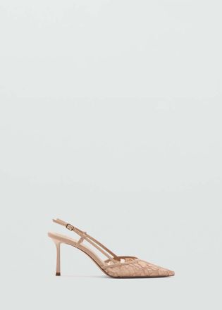 Mango Chaussures &agrave; bout brod&eacute; nude - Femme - 38 - MANGO