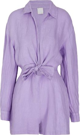 8 by YOOX LINEN SHORT CHEMISIER OVERALL