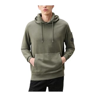 C.P. Company C.p. Company, Homme, Sweatshirts et sweats &agrave; capuche, Vert, Taille: XL SweaT-shirt &agrave; capuche en molleton diagonal bross&eacute; et &eacute;meris&eacute;