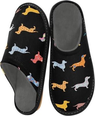 HMZXZ Pantoufles en forme de teckel pour homme et femme - Chaussons dintérieur pour chambre à coucher, voyage, multicolore, 37/38 EU