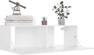 Generic TV Schrank mit 2 Klappt&uuml;ren, TV M&ouml;bel, H&auml;ngeboard, Lowboard, Fernsehschrank, Fernsehtisch, Sideboard, Holzwerkstoff(Wei&szlig; 80x30x30cm) (100x30x30cm)