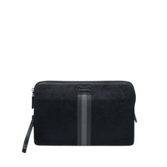 Prada Pre-owned Saffiano Leder Clutch - - Pre-owned - Damen - Schwarzk - ONE SIZE
