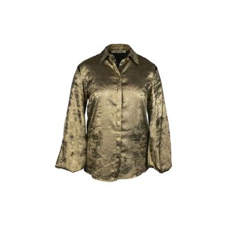 Roberto Cavalli Lace-Up Lam&eacute; Top - - Blouses & Shirts - Damen - Gelb - M