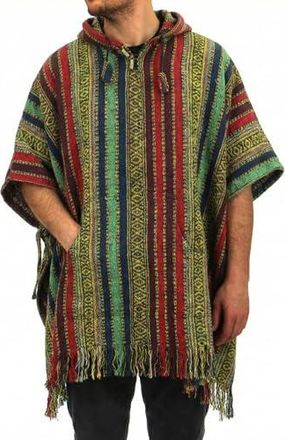 Loud Elephant Poncho &agrave; Capuche 100% Coton tiss&eacute; Gheri Style Mexicain - Multicolore - Taille Unique