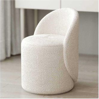 Generic Schminkstuhl, gepolsterter Esszimmerstuhl aus Kunstlammsamt - bequemer, drehbarer Sitzhocker mit R&uuml;ckenlehne f&uuml;r Wohnzimmer, Schlafzimmer und Frisiert