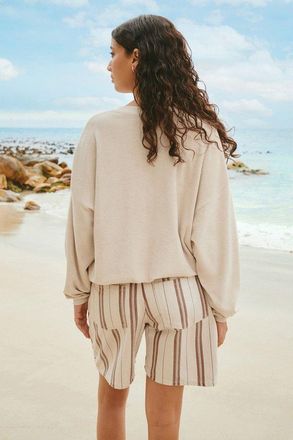 Next Sweater Lang&auml;rmeliges Rundhalssweatshirt aus Frottee (1-tlg)