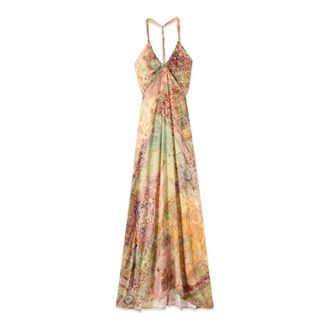 Oltre Femme, Robes, Beige, Taille: 44 FR Longue robe en satin avec dos nu