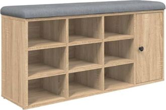 vidaXL Banc à Chaussures, Banquette de Rangement avec Siège, Meuble à Chaussures avec Coussin, Moderne, Chêne Sonoma 102x32x50 cm Bois dIngénierie
