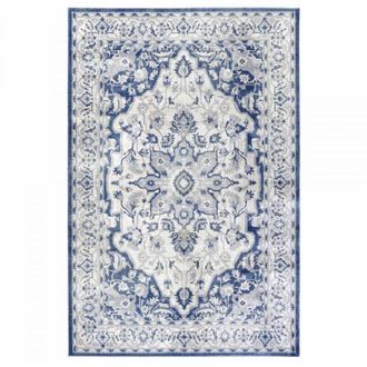 Un amour de tapis Tapis dorient 120 x 170 cm motif oriental, couleurs bleu, beige, gris, structure tiss&eacute;e raffin&eacute;e, confort durable, originalit&eacute; textur&eacute;e