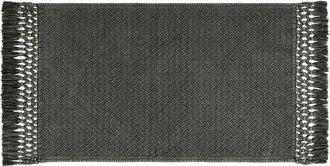 Loberon Badematte Faelwyn - Makramee-Fransen - Dichter Flor - Waschbar - Badeteppich - Badtextilien - Baumwolle, schwarz