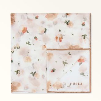 Furla Primavera Stola 70x200 Greige Grau Seidenchiffon Mit Fiori Leggeri-print Damen