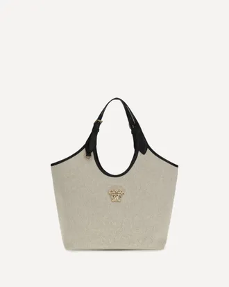 Versace Tote Fabric Calf Leather Female UNI