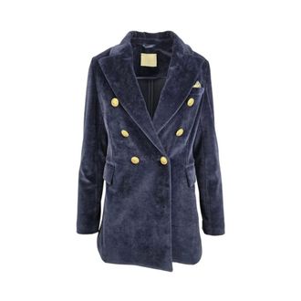 Circolo 1901 Femme, Vestes, Bleu, Taille: 40 FR Velvet Double-Breasted Jacket