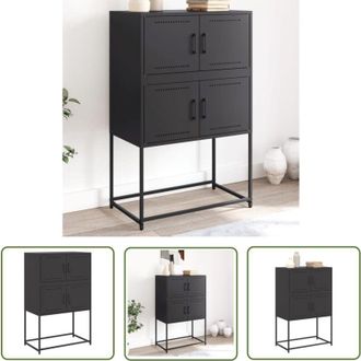 vidaXL Sideboard Schwarz 68,5x38,5x107 cm Stahl - Industrielles Sideboard - Sideboard Schwarz - Metallschrank - Regal Schwarz - Wohnzimmerschrank - The
