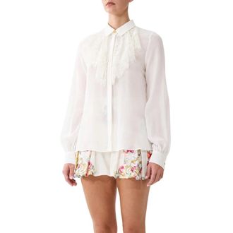 Camilla Femme, Blouses et Chemises, Blanc, Taille: 36 FR Chemise en soie &agrave; col volant&eacute; - Torero Libertine