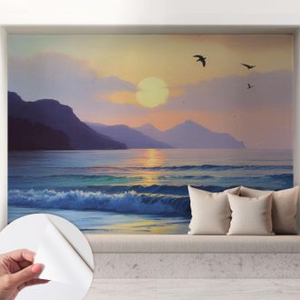 Tulup Carta Da Parati Adesiva - Lavabile - Decorazione Murale - Per Cucina - Pellicola Decorativa Tramonto Sul Mare 208x146 Cm
