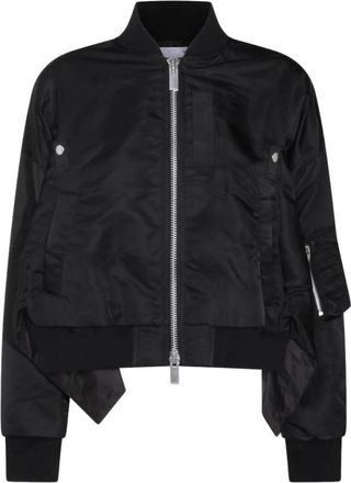 sacai Femme, Vestes, Noir, Taille: 38 FR Bomber Jacket