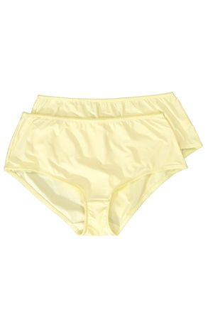 Ulla Popken Damen große Größen Übergrößen Plus Size Midislips, 2er-Pack, Nadelstreifen vanillegelb 46+ 800279600-46+