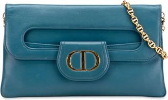 Dior sac à bandoulière DiorDouble Chain Bag médium en cuir de veau (2021) - Bleu