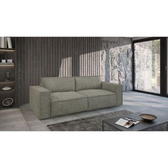 Fun M&ouml;bel Sofa 3-Sitzer mit Schlaffunktion vajana Stoff Tilia Olivgr&uuml;n