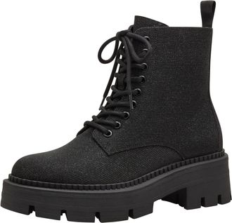 Tamaris Damen Schnürstiefel Textil Vegan; BLACK GLAM/schwarz; 39 EU