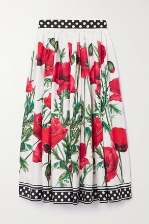 Dolce & Gabbana Midirock Aus Seide Mit Blumenprint - Rot