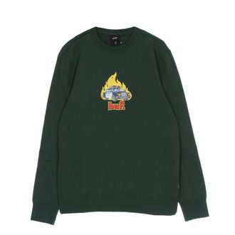 HUF Dunkelgr&uuml;ner Crewneck Sweatshirt Lange &Auml;rmel - - Sweatshirts & Hoodies - Herren - Gr&uuml;n - XL