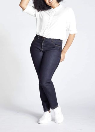 Ulla Popken Damen Slim-jeans Jeans, Dark Blue Denim, 36W / 32L EU