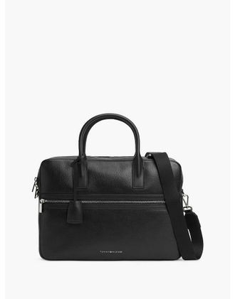 Tommy Hilfiger Business - Hochwertige Laptop-Tasche aus Leder in Schwarz