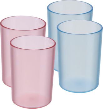 DOITOOL 4 Stück Teiliges Transparente Farblich Abgestimmte Zahnputzbecher für Großer Mundspülbecher aus Kunststoff Glatte Oberfläche Praktisch für Badezimmer 