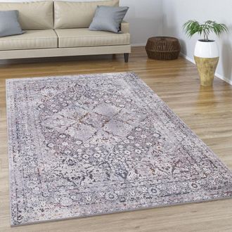 Paco Home Tapis De Salon Tapis Poil Ras Tapis Vintage Abstrait Oriental Moderne Bordure 160x230 cm, Multicolore 2 - Paco Home