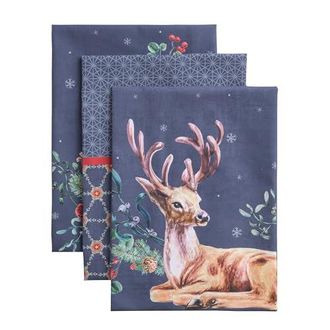 Maison d'Hermine Christmas Joy - Lot de 3 Serviettes de Cuisine Multi-usages - 100% Coton - Serviettes de Bar - Thanksgiving/No&euml;l - 50 x 70 cm