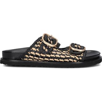 Inuovo Schwarze Raffia Pantoletten mit Schnalle - - Shoes - Damen - Schwarzk - 40 EU