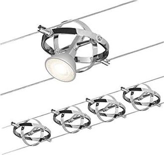 Paulmann 94144 Système de Câbles Cardan Extensible 4x10W max, Chrome Mat/Chrome Système sans Ampoules
