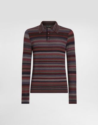 Dolce & Gabbana Striped Wool Polo Shirt - Mann Strickwaren Mehrfarbig 44
