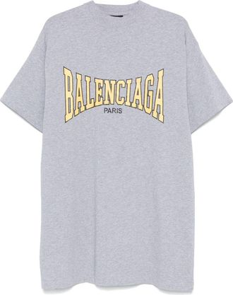 Balenciaga T-Shirt mit Logo-Print - Grau