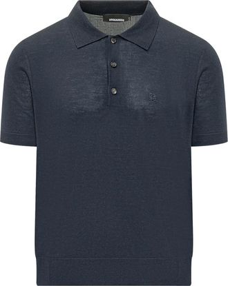 Dsquared2 Homme, Tops, Bleu, Taille: XL Polo en maille &agrave; manches courtes