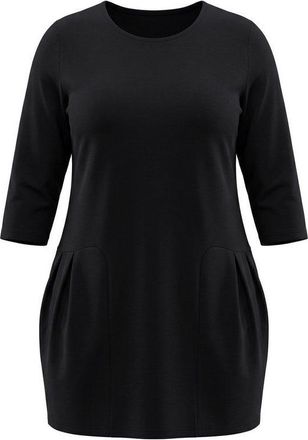 Ulla Popken Maxikleid Jerseykleid Zierfalten A-Linie Rundhals 3/4-Arm