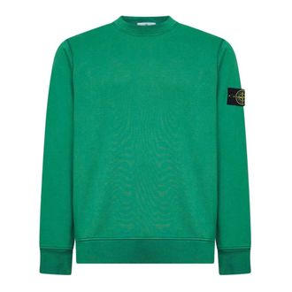 Stone Island Cotton Fleece Crewneck Sweatshirt - - Sweatshirts & Hoodies - Herren - Gr&uuml;n - S
