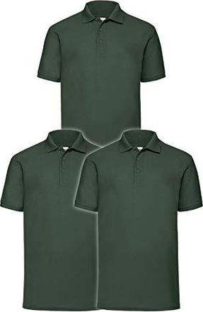 Fruit Of The Loom Lot de 3 polos pour homme, vert bouteille, S