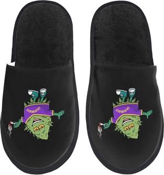 Generic Confortable Pantoufles Hommes Fleur de cannabis rafra&icirc;chissante Maison Pantoufles Antid&eacute;rapant Chaussons en Peluche pour Adulte Maison Femme L