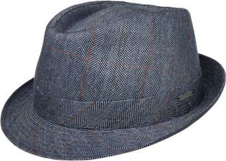 Stetson Chapeau en Soie Classic Trilby Homme - Made in Italy Tissu avec Doublure Printemps-ete Printemps Ete Automne Hiver - L (58-59 cm) Denim-Bleu Fonce