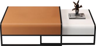 Generic Couchtisch 2-teiliges Set, Italienischer Minimalistischer Quadratischer Teetisch Aus Leder, Kostenlose Erweiterung, Einfache Größenänderung der Tischp