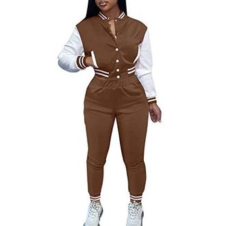 Generic V&ecirc;tements de sport 2 pi&egrave;ces pour femme - Tenue deux pi&egrave;ces &agrave; manches longues et col rond - Haut et pantalon long - Ensemble de d&eacute;tente 2 pi&egrave;ces en vel