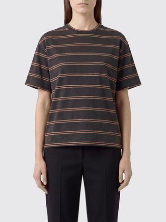 Jil Sander T-shirt &agrave; rayures en coton avec &eacute;paules tombantes