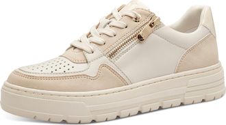 Marco Tozzi Damen Sneaker flach mit Reißverschluss Vegan, Beige (Cream Comb), 37 EU