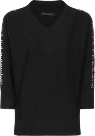 Elena Miro Femme, Pulls, Noir, Taille: 36 FR Pull avec clous sur les manches