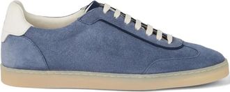 Brunello Cucinelli Homme, Chaussures, Bleu, Taille: 42 EU Washed Suede Baskets