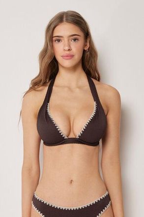 Calzedonia Triangel-bikinioberteil Mit Wattierung Bicolor Embroidery Braun